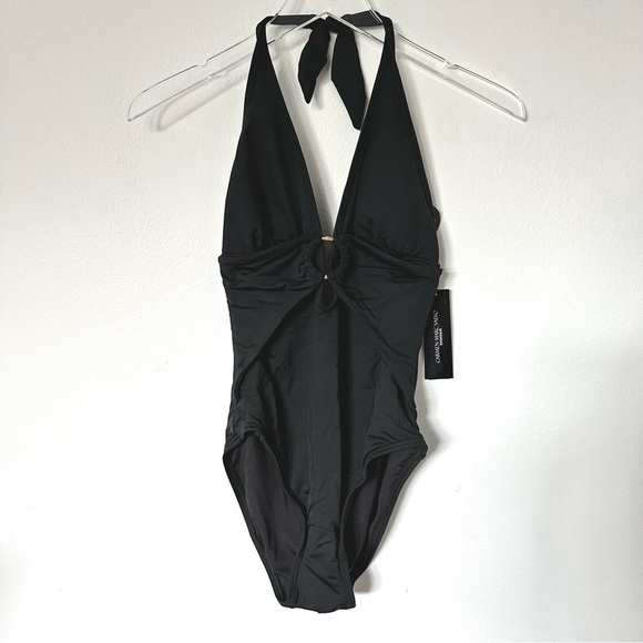 Carmen Marc Valvo | Swim | Carmen Marc Valvo Black One Piece Halter ...